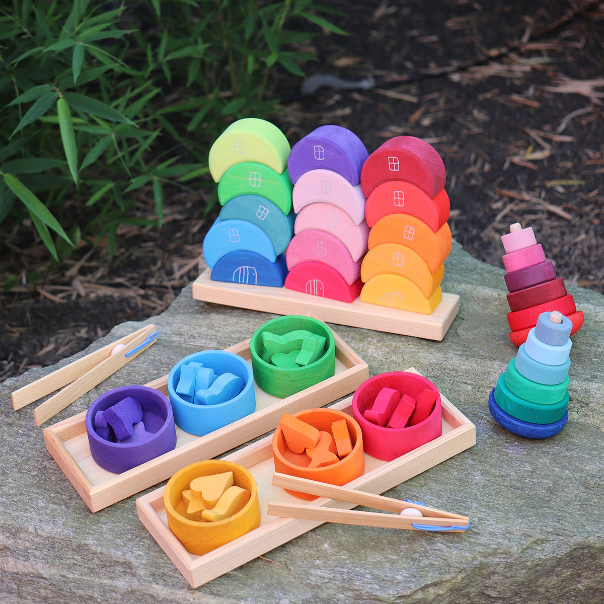 Grimms Pink Wobbly Stacking Tower – Magic Forest Shop